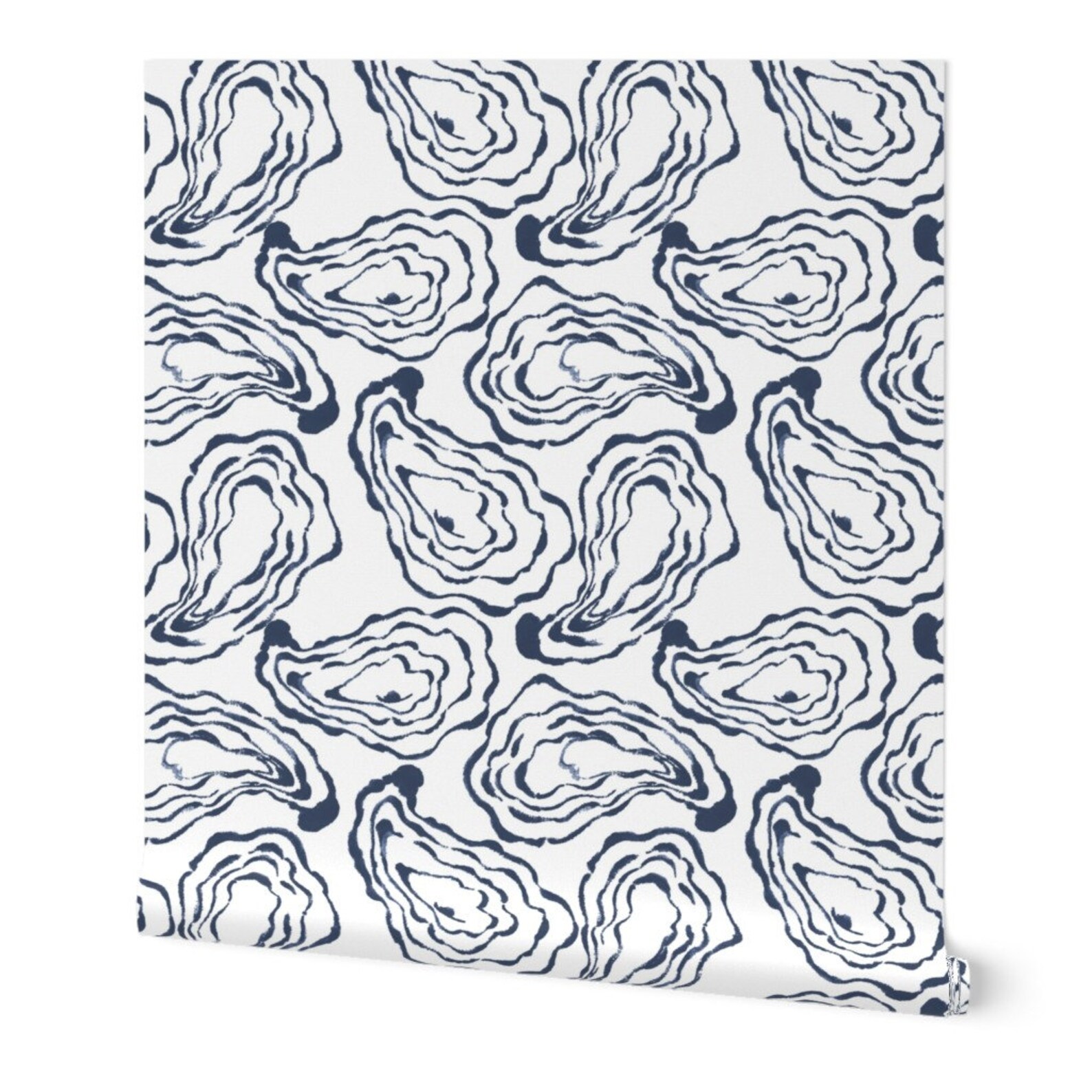 Oysters Wallpaper Oysters Paisley Navy by Fat Bird Designs - Etsy