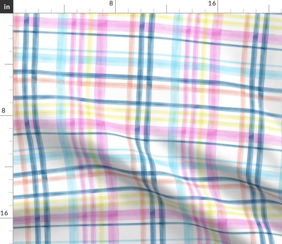 Easter Plaid Fabric Watercolor by Littlearrowdesign Spring - Etsy