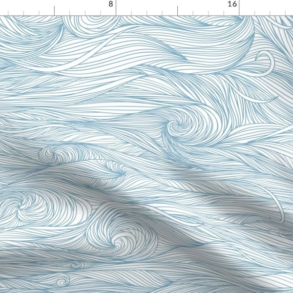 Ocean Waves Fabric Ocean Waves Aqua by Littlerhodydesign Ocean Waves ...