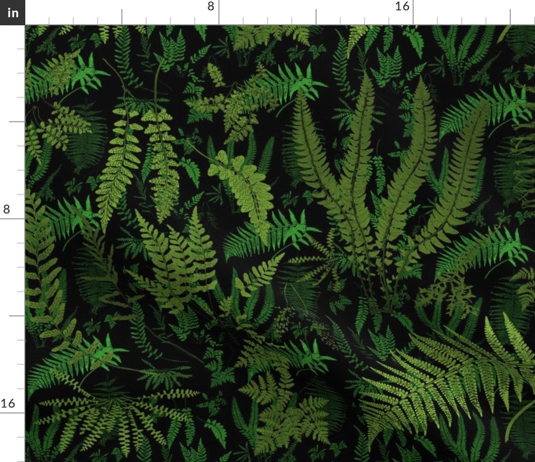 Botanical Green Ferns Fabric Fern Botanical Deep - Etsy
