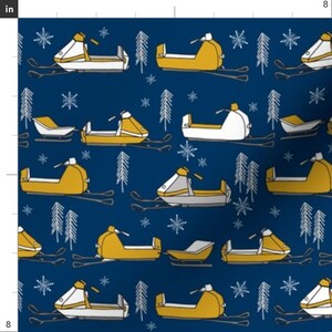 Snowmobiles Fabric Vintage Snowmobile Illustration Winter - Etsy