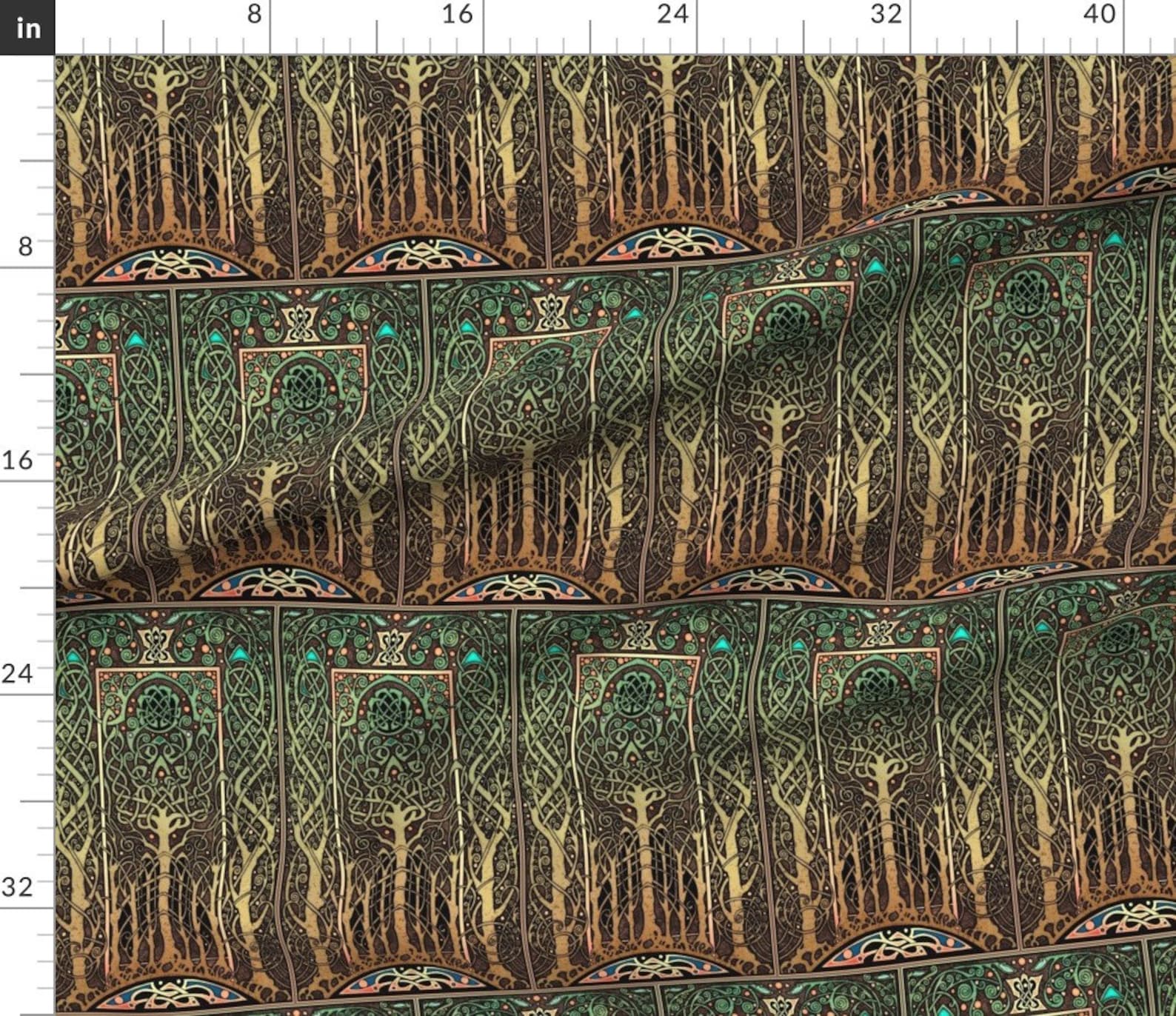 Celtic Knotwork Fabric Tanglewood Celtic Tree Design by - Etsy