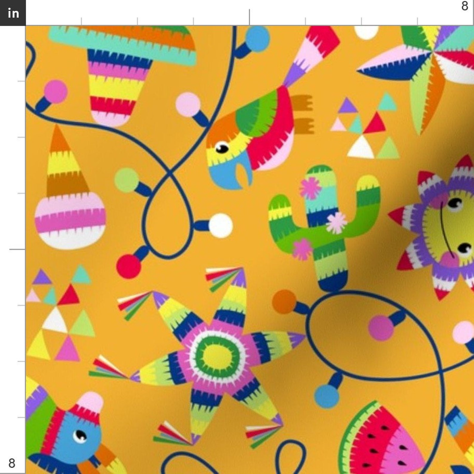 Fiesta Fabric Piñata Time by Mirabelleprint Rainbow - Etsy