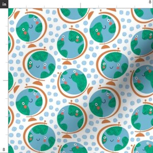 Globe Fabric - Globe by Anda Corrie - Happy Globe Map Modern Nursery ...