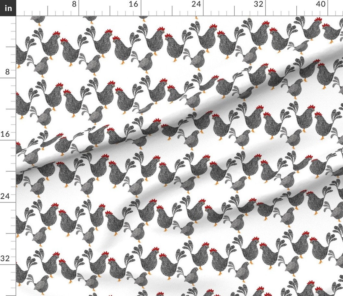 Chickens on White Fabric Chick Chick Chickens 3/4 Size by - Etsy