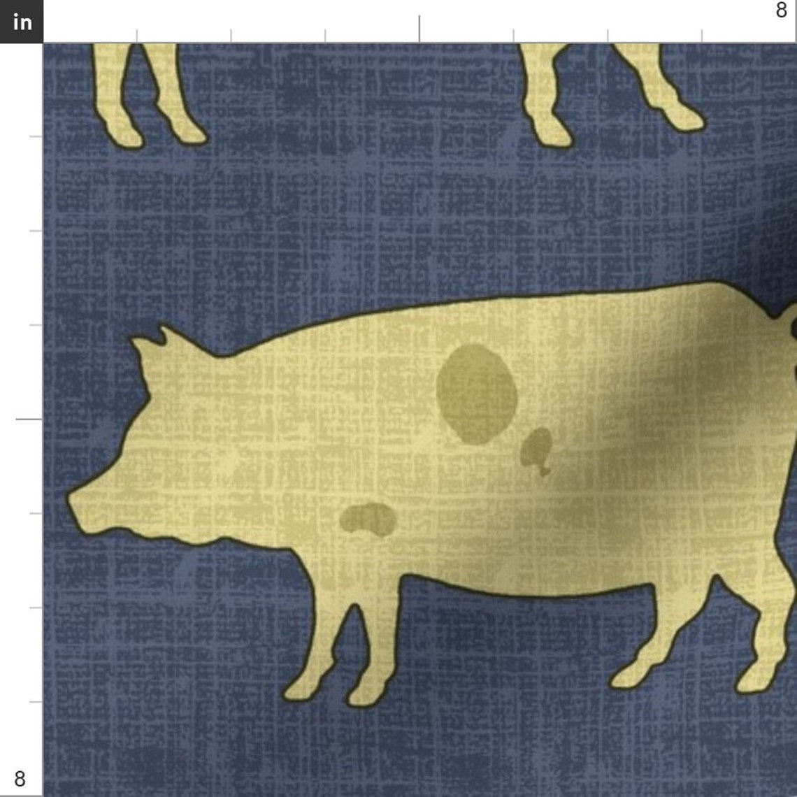 Pigs Fabric When Pigs Fly Denim Like by Littlerhodydesign - Etsy