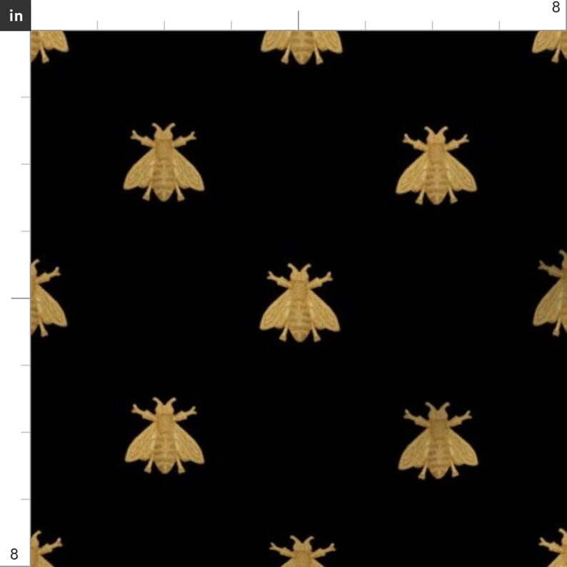 Bees Fabric Napoleonic Bees Faux Gilt on Black by | Etsy