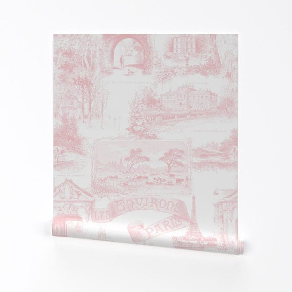 Pink Toile Wallpaper - Etsy