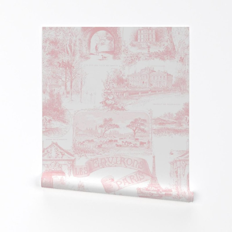 Pink Toile Wallpaper - Etsy