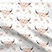 Pink Boho Bison Fabric Pink Tribal Bison With Florals by - Etsy