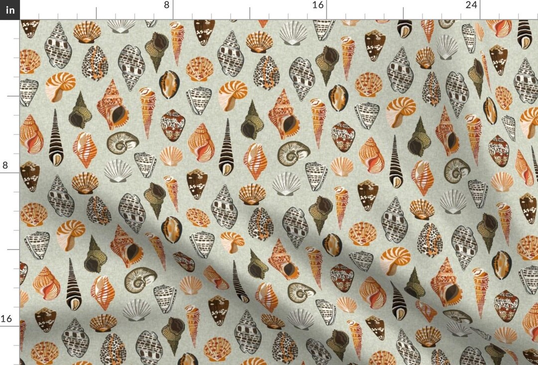 Shell Fabric Seashells Beach Summer Mint Ocean Water Sea Nautical ...