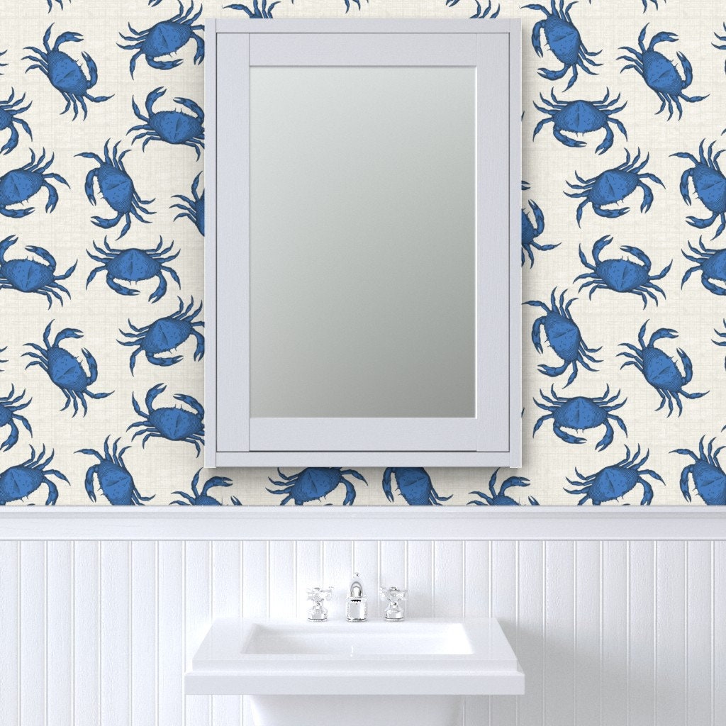 Crab Wallpaper Blue Crab by Littlerhodydesign Crab Blue - Etsy