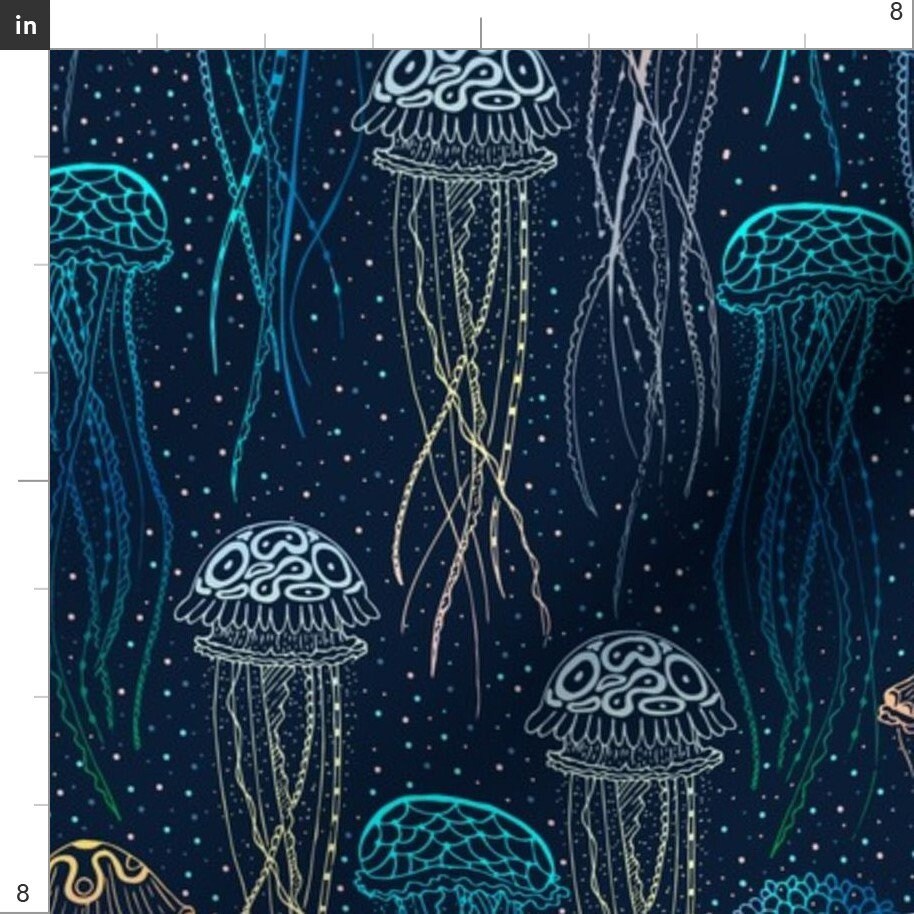 Abstract Jellyfish Fabric Jellyfish by Juliabadeeva | Etsy