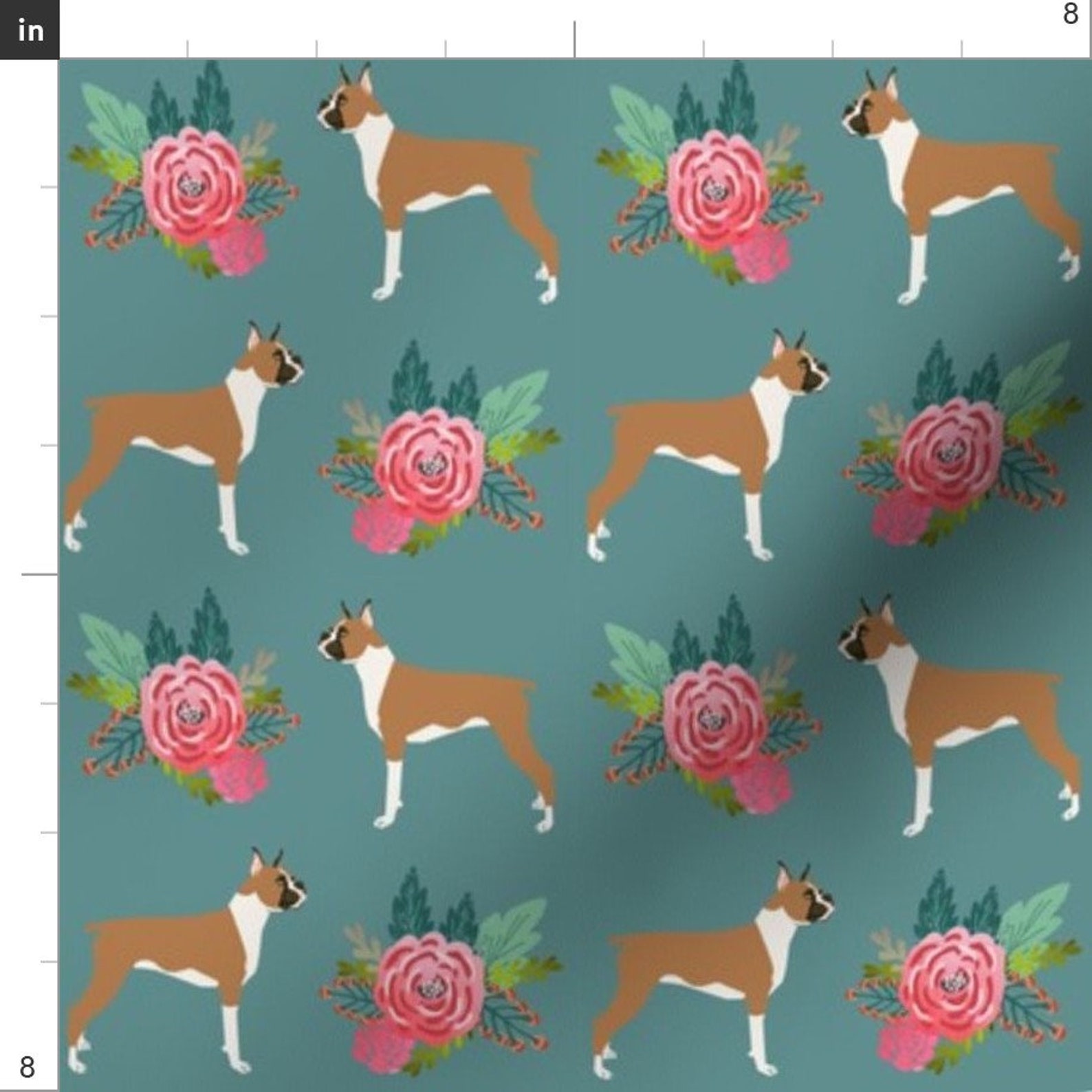 Boxer With Flowers Boxer Dogs Boxer Cute Dog Florals Pet - Etsy