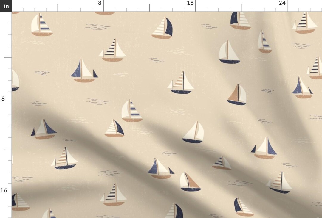 Beige Fabric - Little Boats by Stacey_mc_carney - Boats Nautical ...