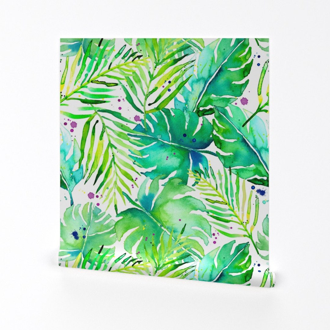 Tropical Wallpaper Green Tropical Plants by Karismithdesigns Green ...