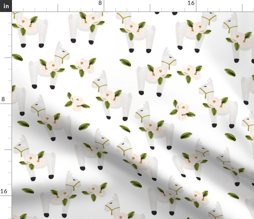 Llamas Flowers Fabric Floral Llamas by Ivieclothco Floral Flowers Llama ...