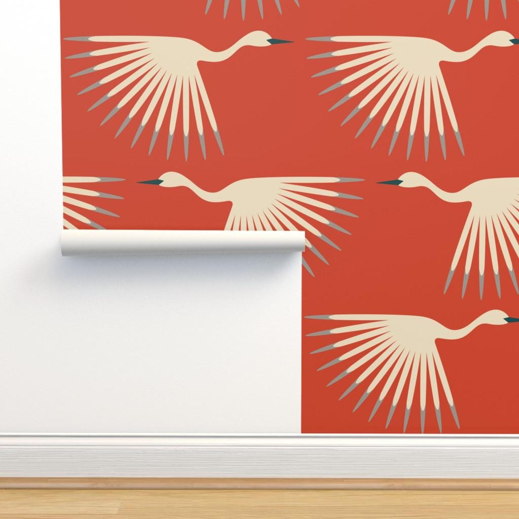 1920s Art Deco Wallpaper - Art Deco Cranes by Katerees - Roaring 20s ...