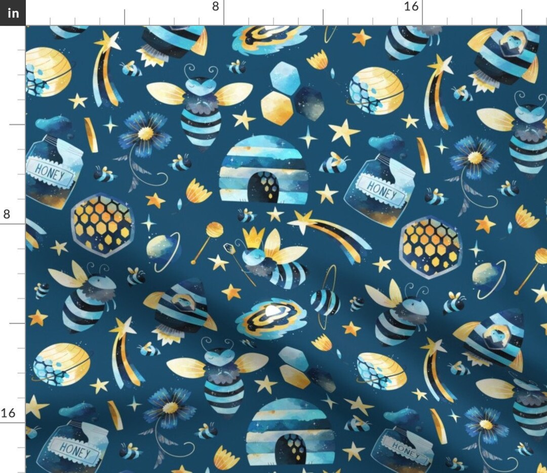 Whimsical Bees Fabric Space Bee by Ktscarlett_ Outer Space Celestial ...