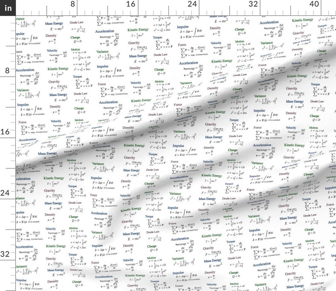 Physics Fabric Physics Formulas by Jabiroo Physics - Etsy