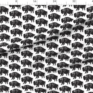 Bison Fabric Bison Print Black and White by Kelly Korver Bison Buffalo ...