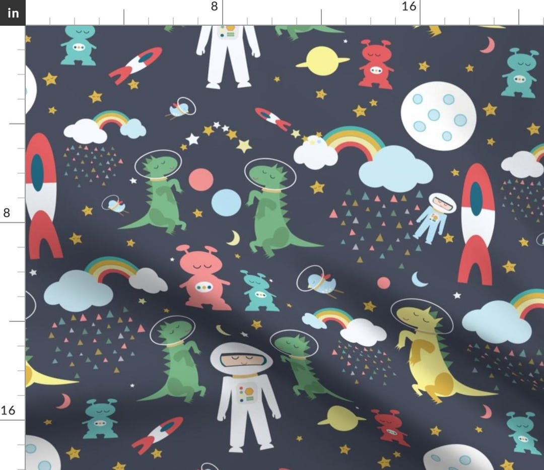 Space Fabric Space, Black by Michellegracedesign Space Aliens Rocket ...