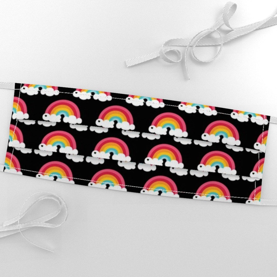 Tiny Rainbows Fabric Sunny Stormy Rainbows on Charcoal by | Etsy