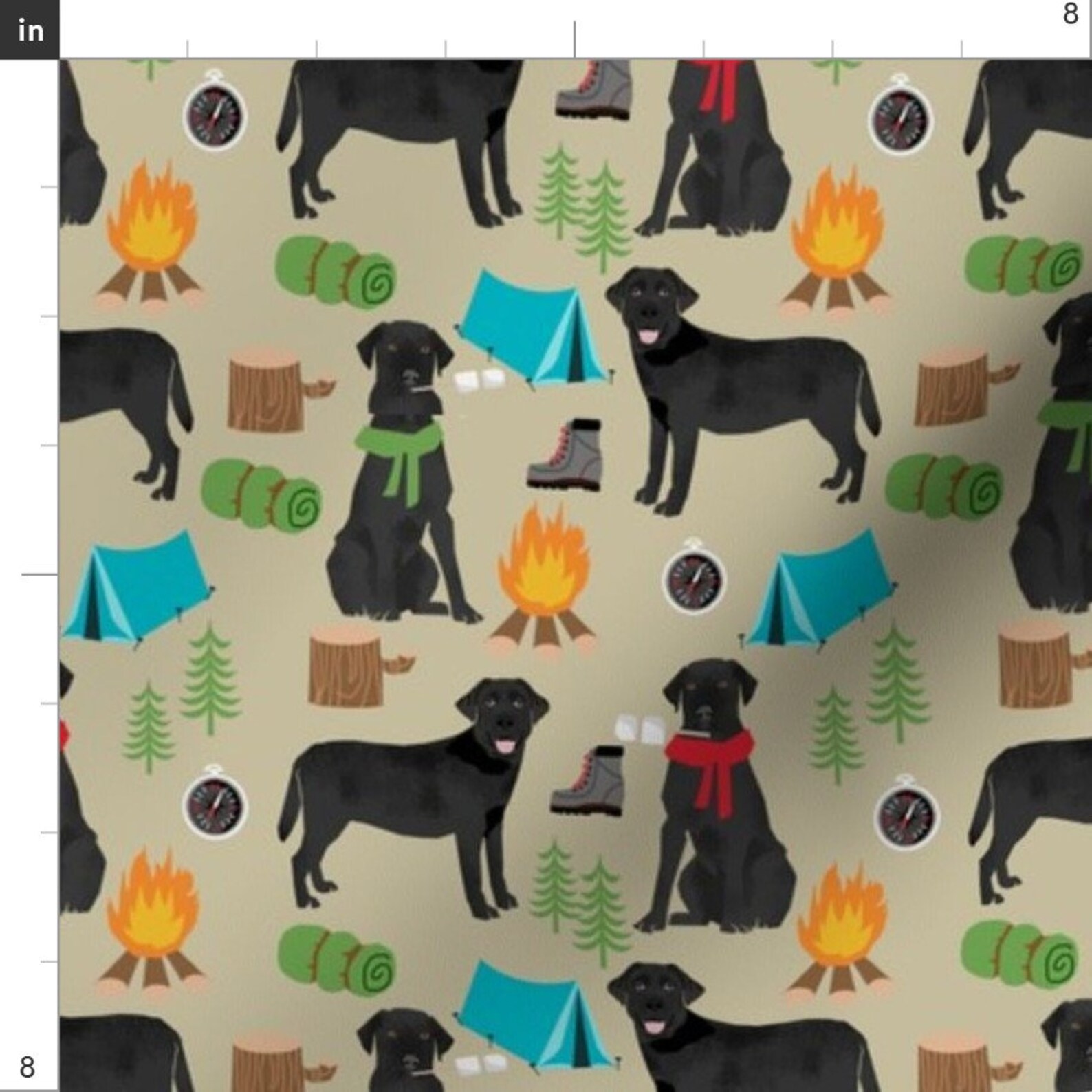 Lab Fabric Black Lab Camping Labrador Retriever Dog Fabric | Etsy