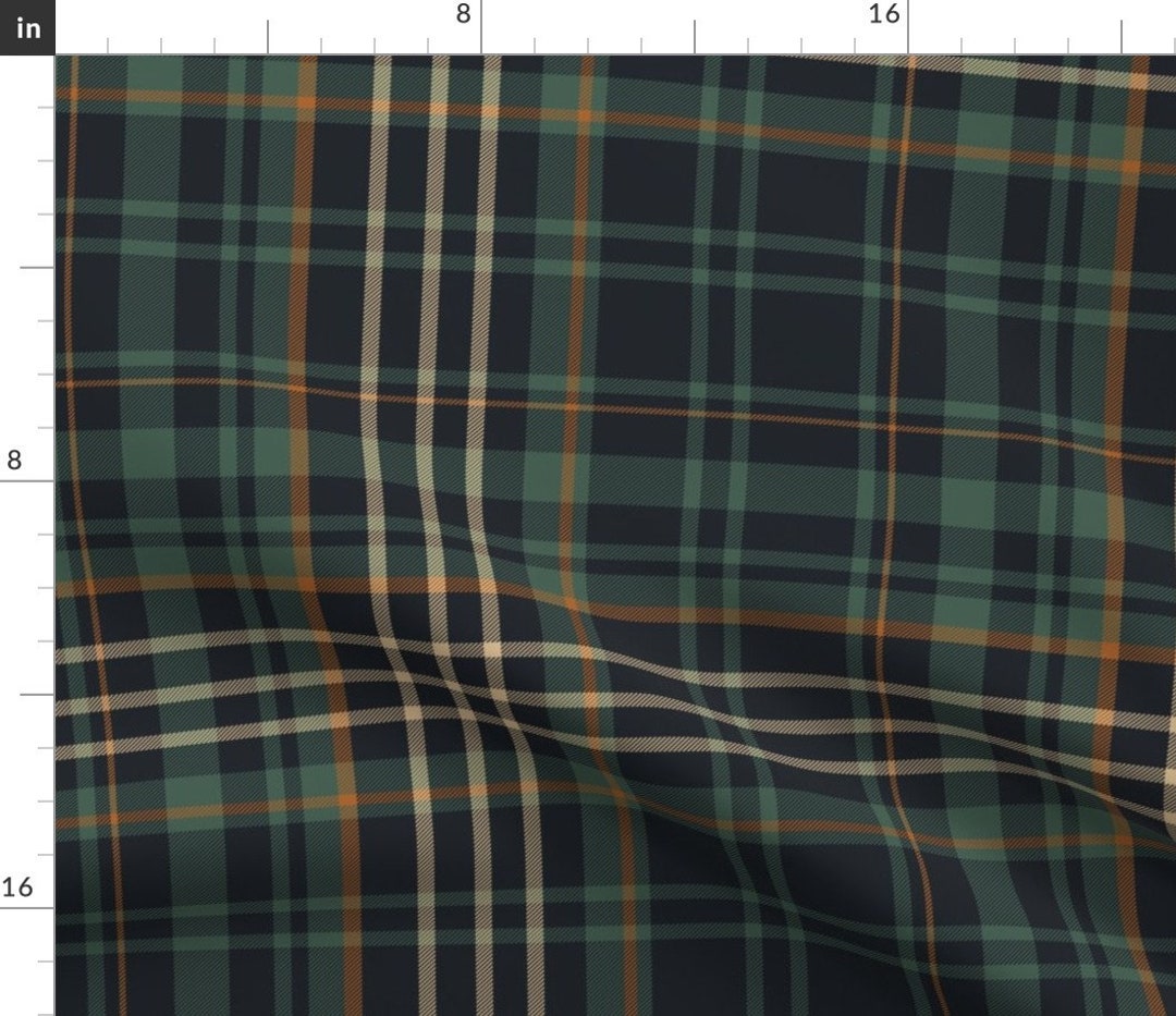 Dark Green Check Fabric Modern Tartan Plaid by Tessab_studio Rustic ...