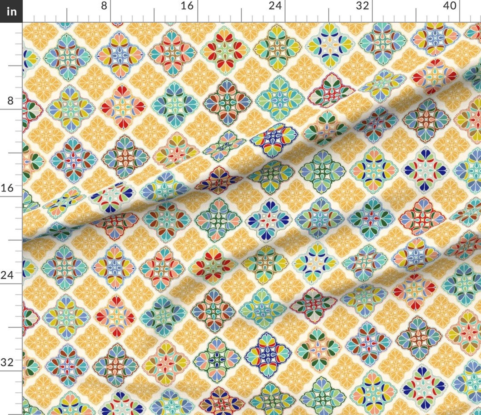 Moroccan Tiles Fabric A Sunny Day in Marrakesh by Patterista - Etsy