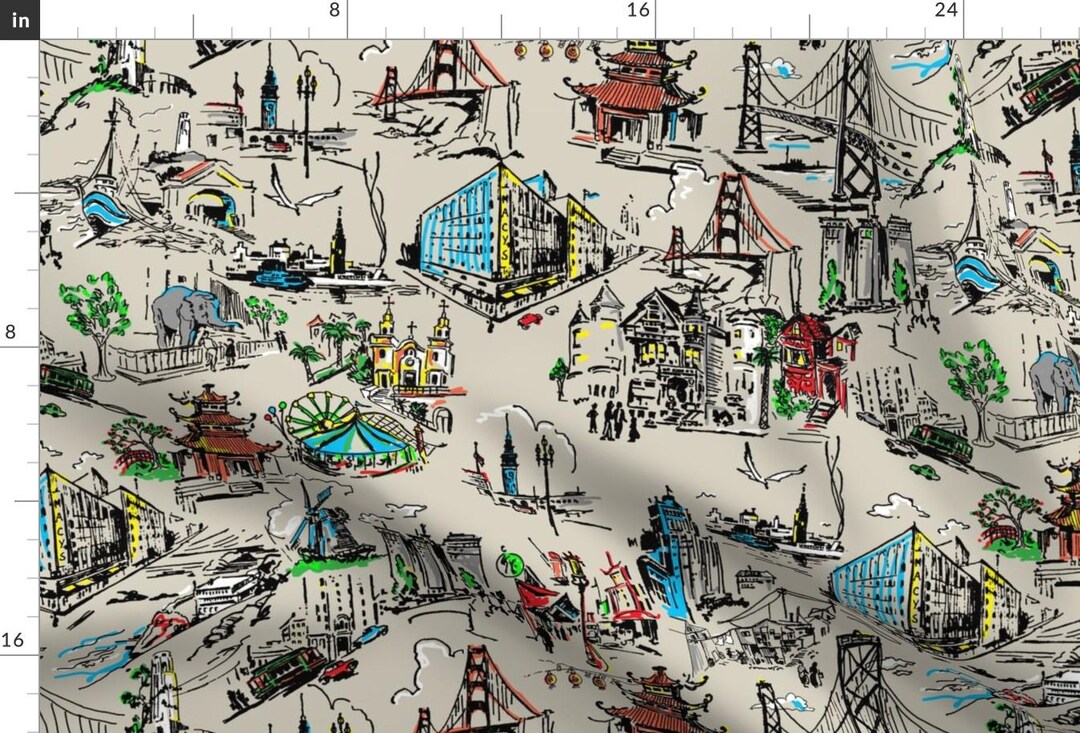 San Francisco Novelty Fabric - San Francisco Ecru by Hollycejeffriess ...