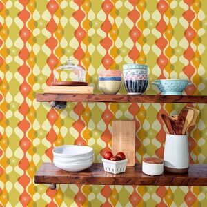 Mid Century Modern Wallpaper Mid Mod Fall Colors by Roofdog - Etsy