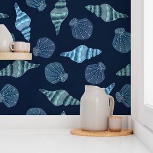 Blue Shells Wallpaper Sound of Waves by Achiachodesign Coastal ...