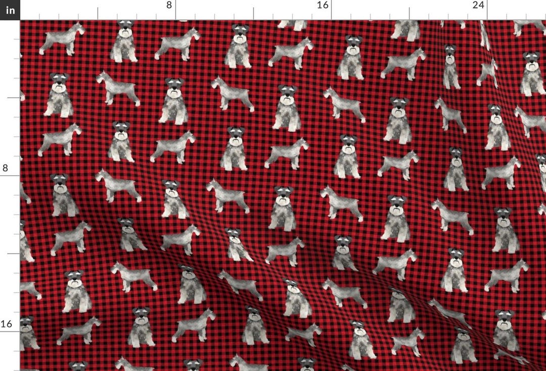 Schnauzer Fabric - Schnauzer Plaid by Petfriendly - Schnauzer Buffalo ...