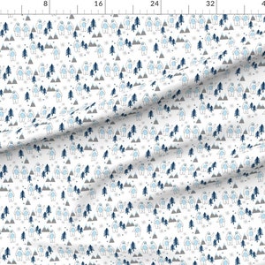 Yeti Fabric Yeti Christmas Winter Snow Fabric White and Blue by Andrea ...