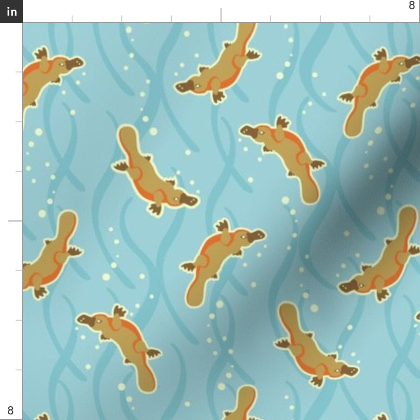 Teal Platypus Australian Animals Australia Fabric Aussie | Etsy