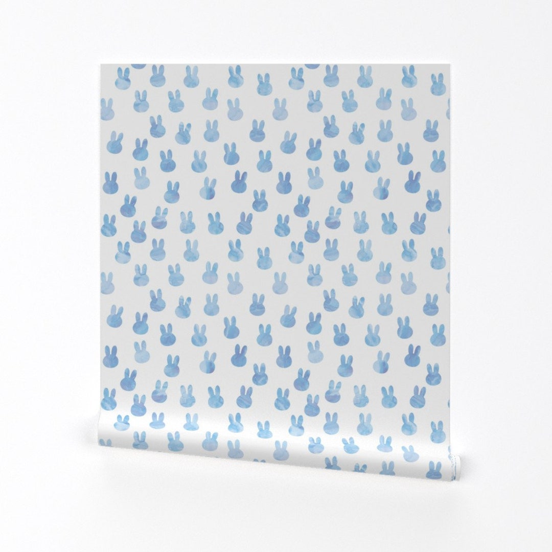Blue Rabbit Wallpaper Small Bunnies in Blue by - Etsy