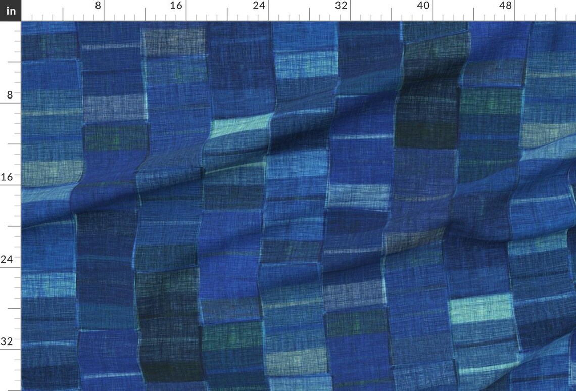 Blue Patchwork Upholstery Fabric- Chroma Stacks by Ormolu - Indigo ...