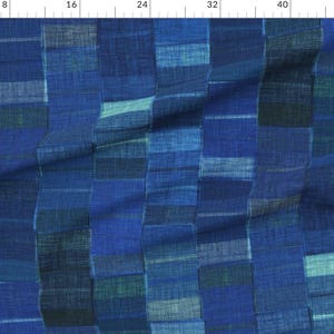 Blue Patchwork Upholstery Fabric- Chroma Stacks by Ormolu - Indigo ...