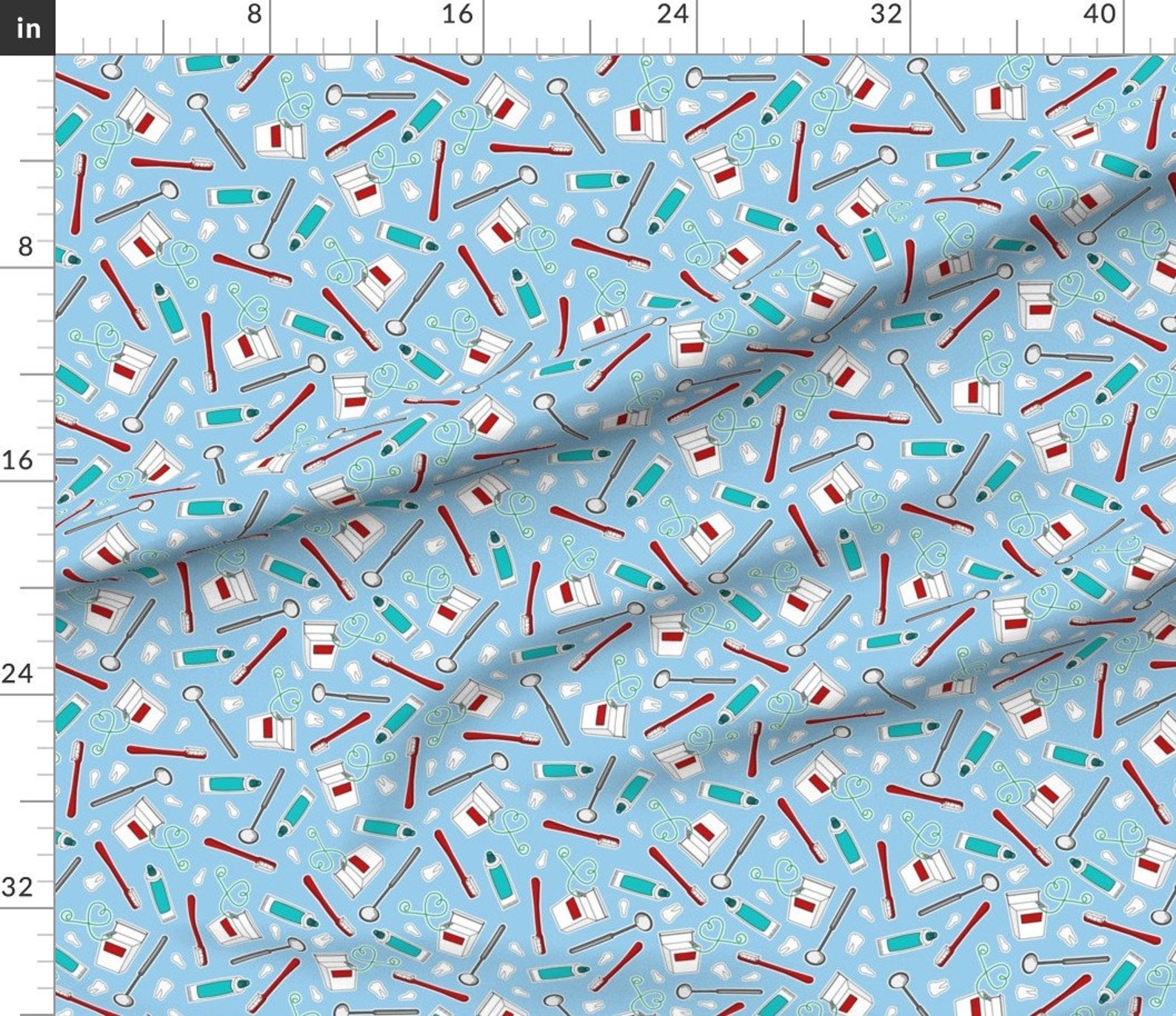 Dental Fabric Cute Dentist Dental Hygienist Blue by - Etsy