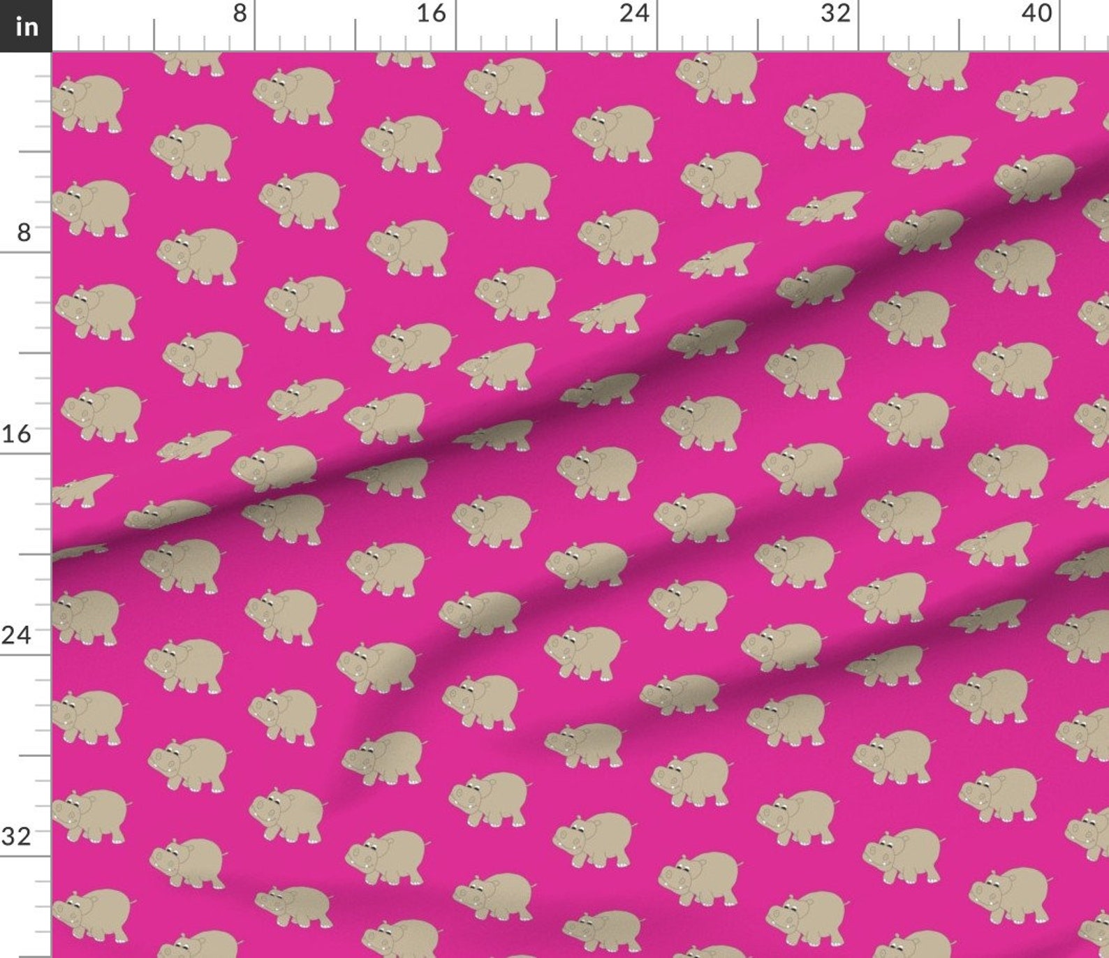 Hippo Fabric Hippo Pink by Coveredbydesign Hippo Safari | Etsy