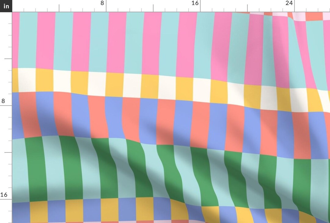 Bright Retro Check Apparel Fabric - Checkered Bright by Cafelab ...