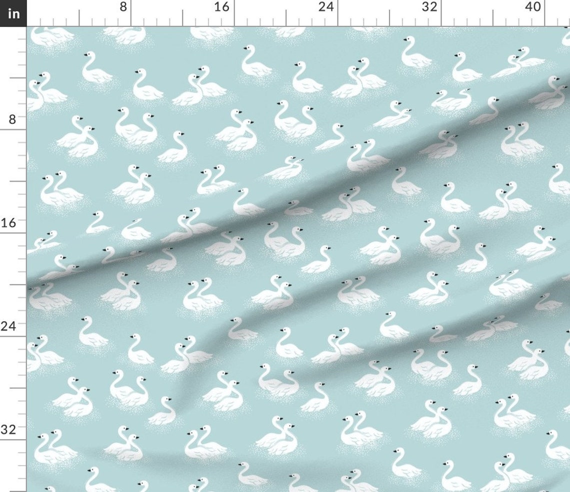 Swan Fabric Swans by Morecandystudio Swan Bird Water - Etsy