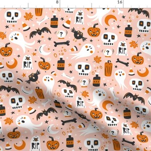 Pink Halloween Print Ghosts Fabric Halloween Haunting | Etsy