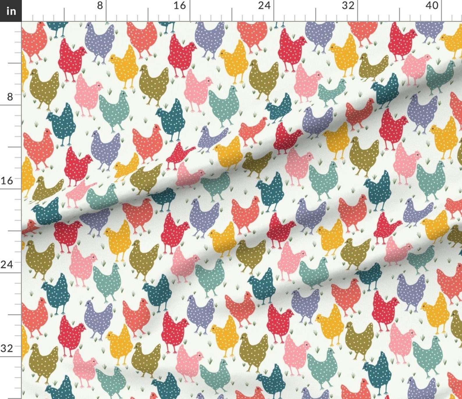 Chicken Fabric Free Range Rainbow Chickens by - Etsy