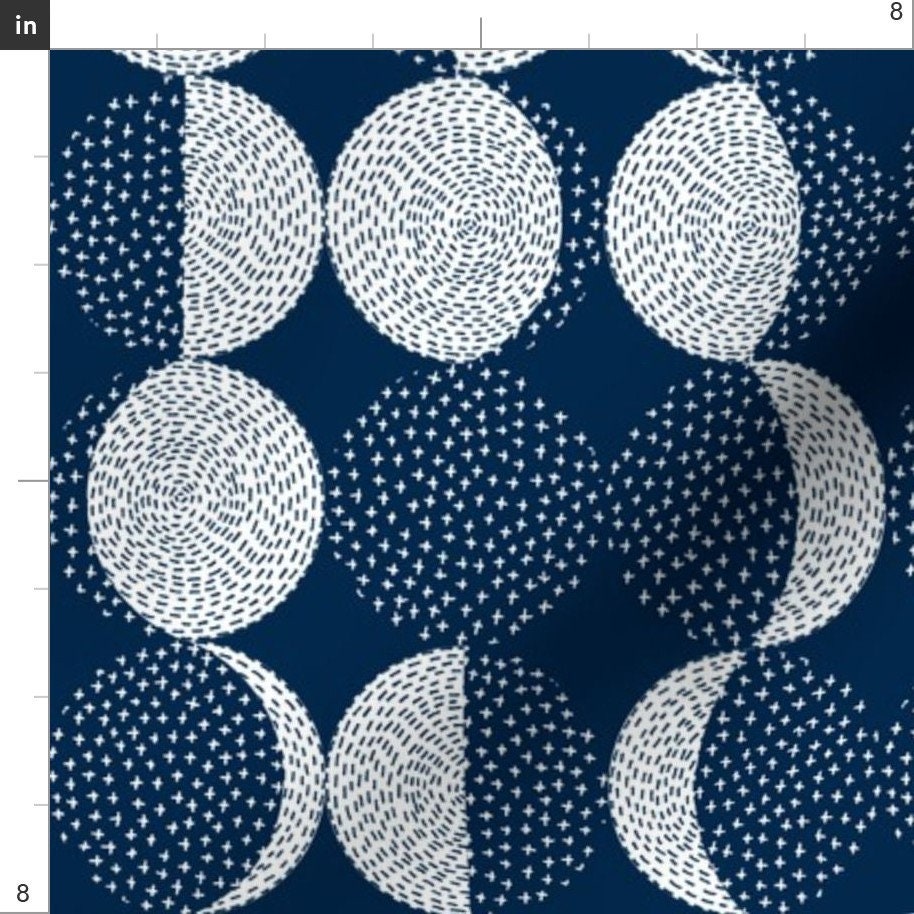 Moon Phase Fabric Moon Phases Embroidery by Marketa Stengl - Etsy