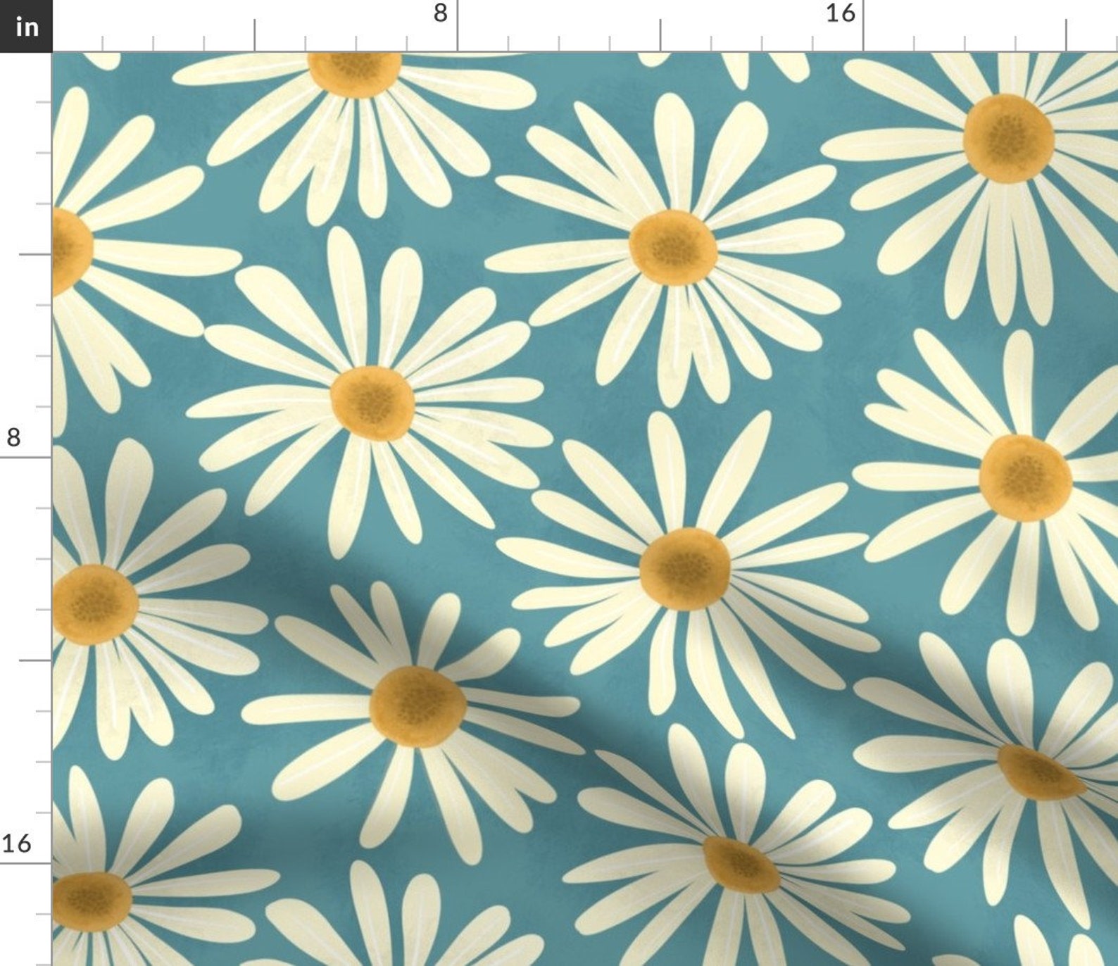 White Blue Daisies Spring Floral Fabric Shasta Daisies | Etsy