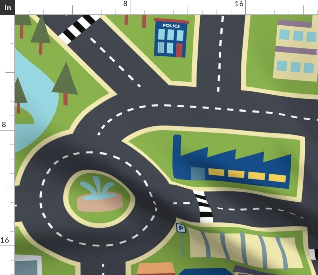 Playroom Fabric Town Country Play Map Mat by Seesawboomerang City ...