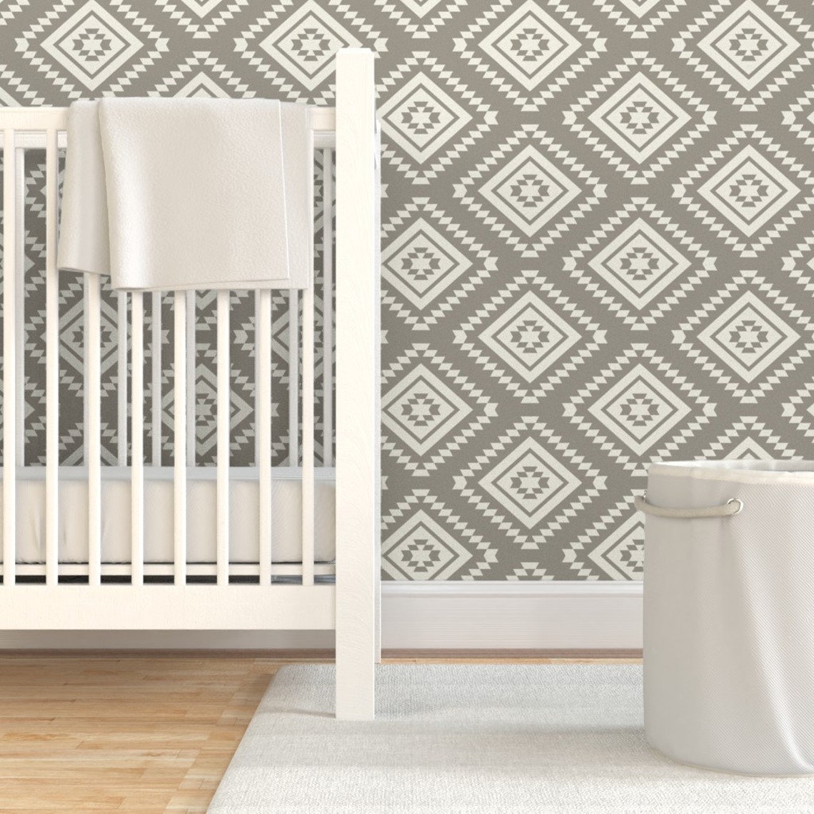 Boho Wallpaper Aztec Ivory Beige by Fernlesliestudio | Etsy