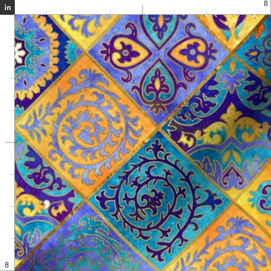 Moroccan Tiles Fabric Marrakesh Wall Tile by Penguinhouse | Etsy